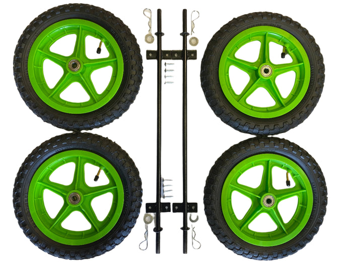 12" Green Wheels & Axle Set – Wooden Go Kart Shop